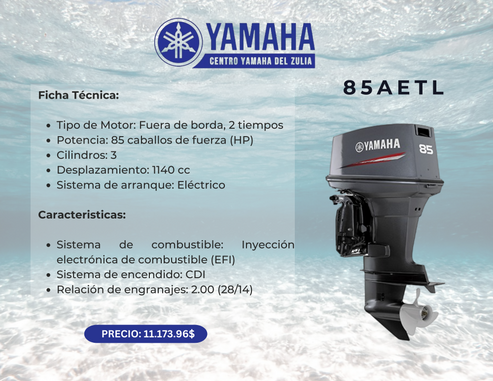 85HP MOTOR FUERA DE BORDA YAMAHA 85AETL – My Store